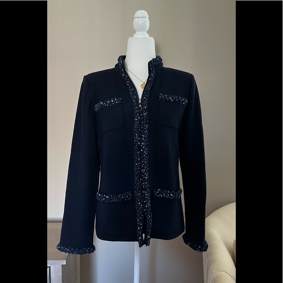 St. John | Jackets & Coats | St John Navy Jacket W White Navy Polka Dot ...